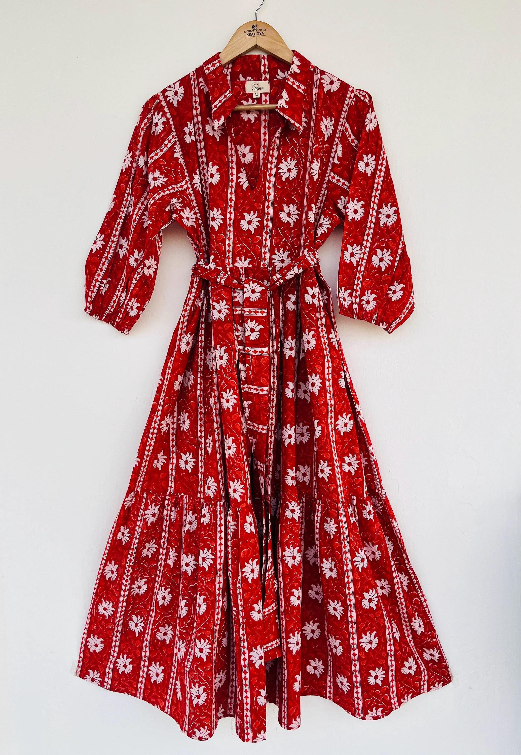 Floral Striped Block Print Cotton Maxi Dress - Jaipur Indian Design - Etsy