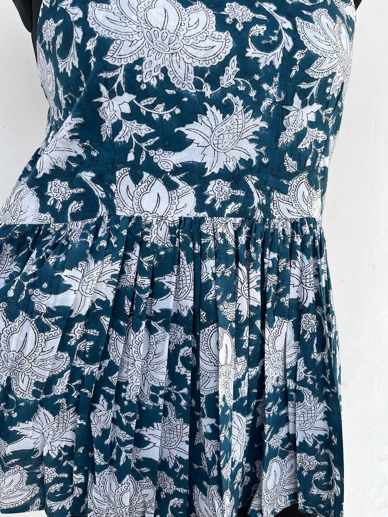 Strap Printed Top Floral Top Block Print Top Summer Top - Etsy