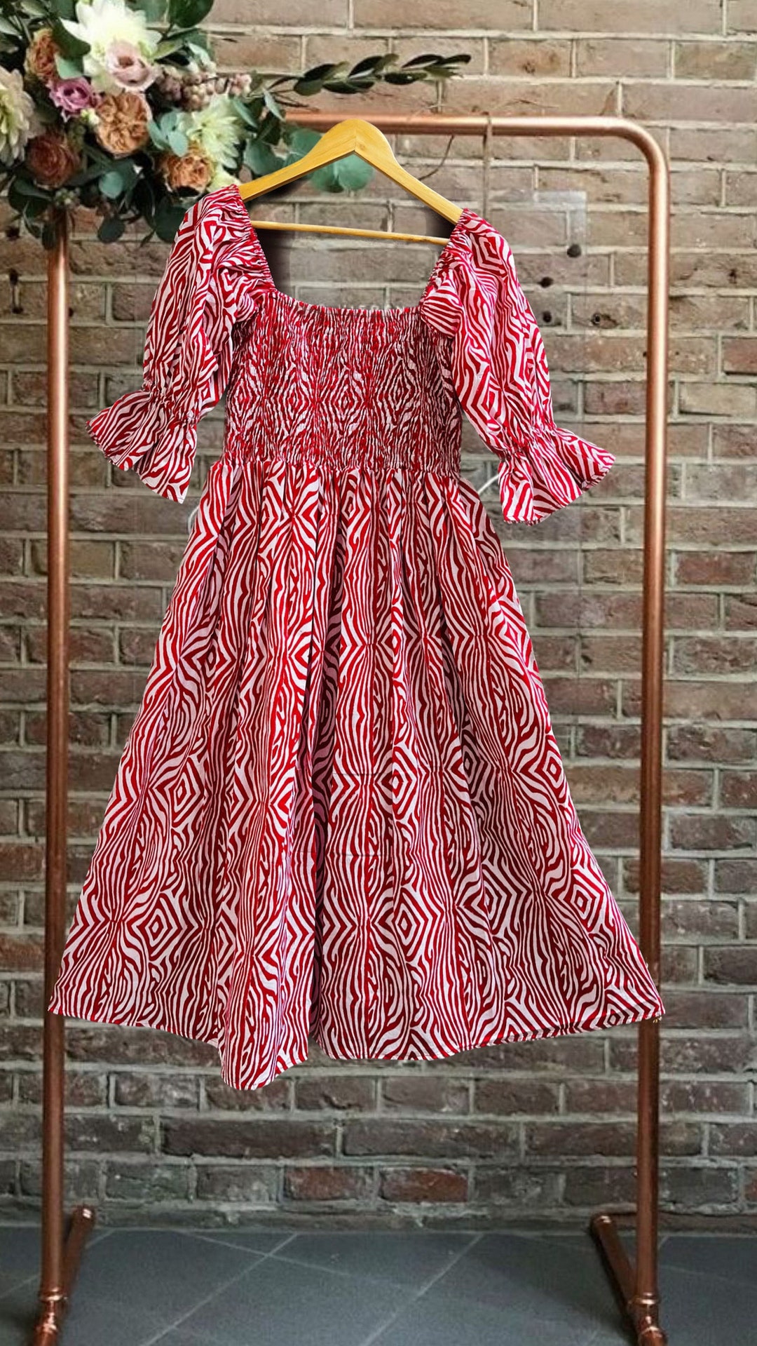 Block Print Dress | Cotton Geometrical Printed Dress | Bohemian Midi ...