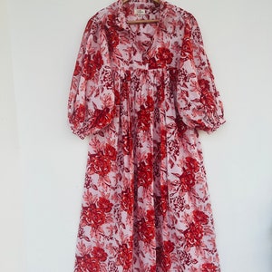 Summer Red Flower Printed Maxi Dress - V Neckline Boho Maxi Dress - 3 ...