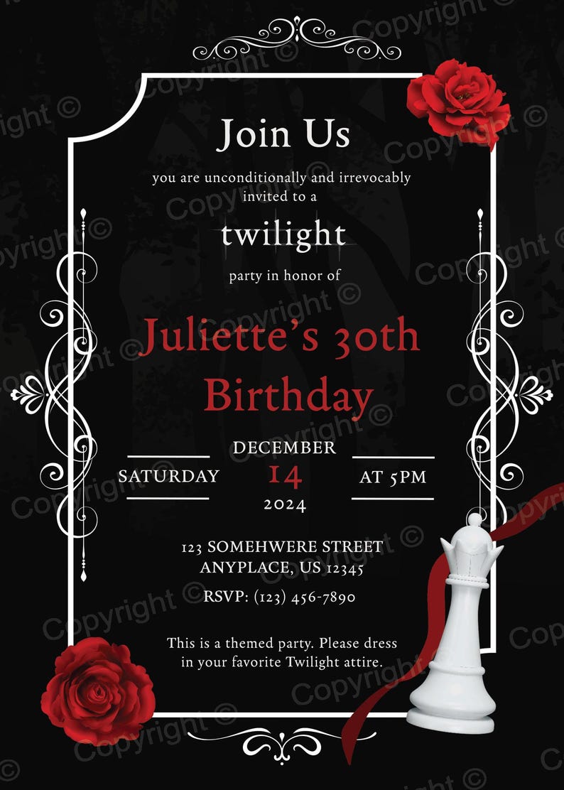 Twilight Birthday Party Invitation, Twilight Themed Party, Twilight ...