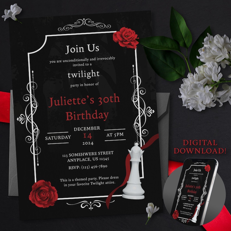 Twilight Birthday Party Invitation, Twilight Themed Party, Twilight ...