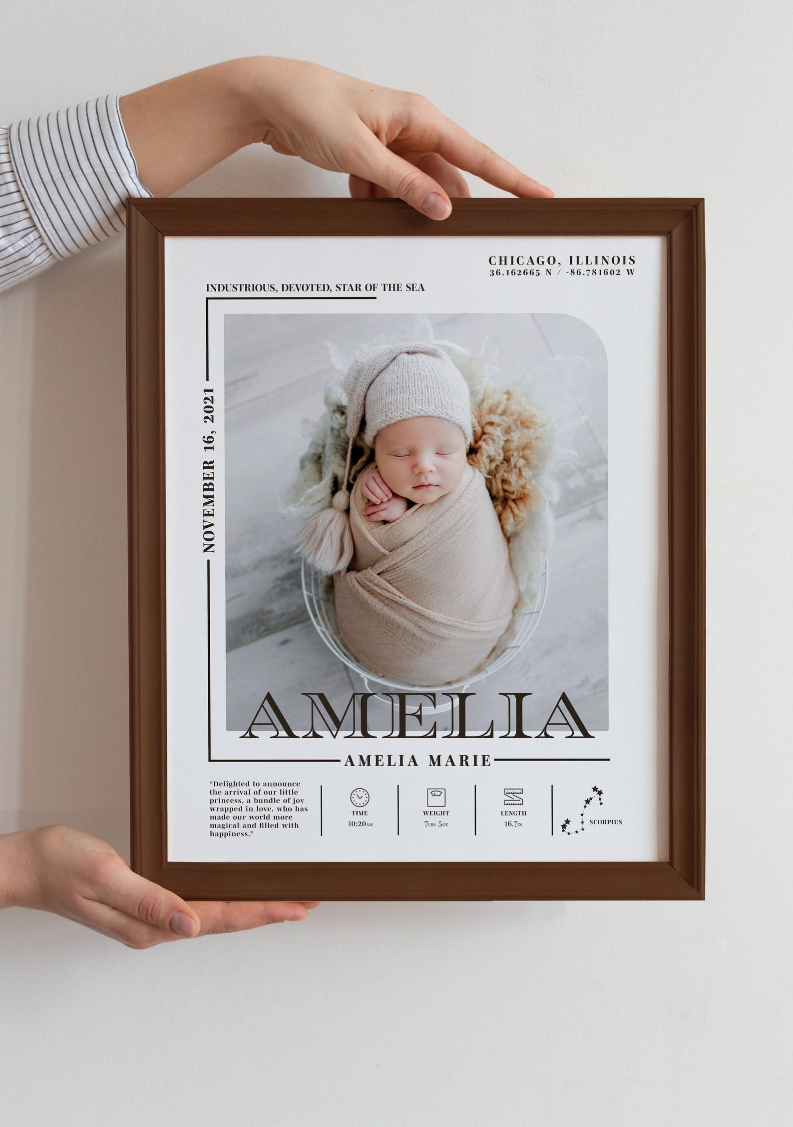 Personalized Baby Birth Stats Poster, Birth Stats, New Baby Gift, Birth ...