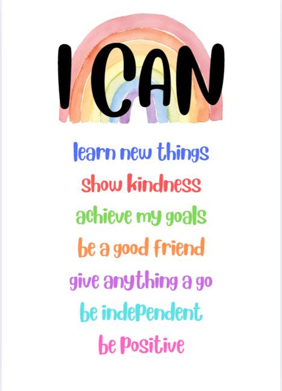 Daily Affirmations for Children BOLD (A4 Size) - for Classrooms or ...