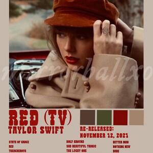Red Taylor's Version Album Cover Poster Track List Aesthetic Trendy ...