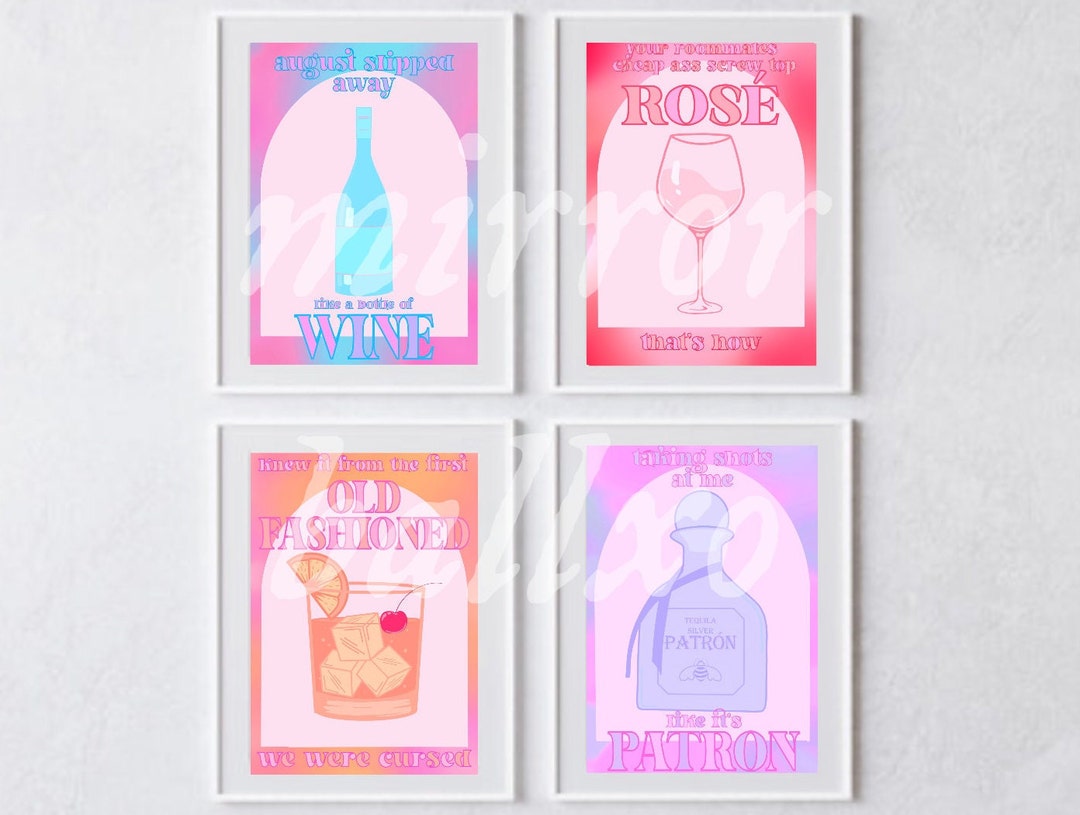 Preppy Drink Posters Taylor Swift Swiftie Merch Prints Cocktails Song ...