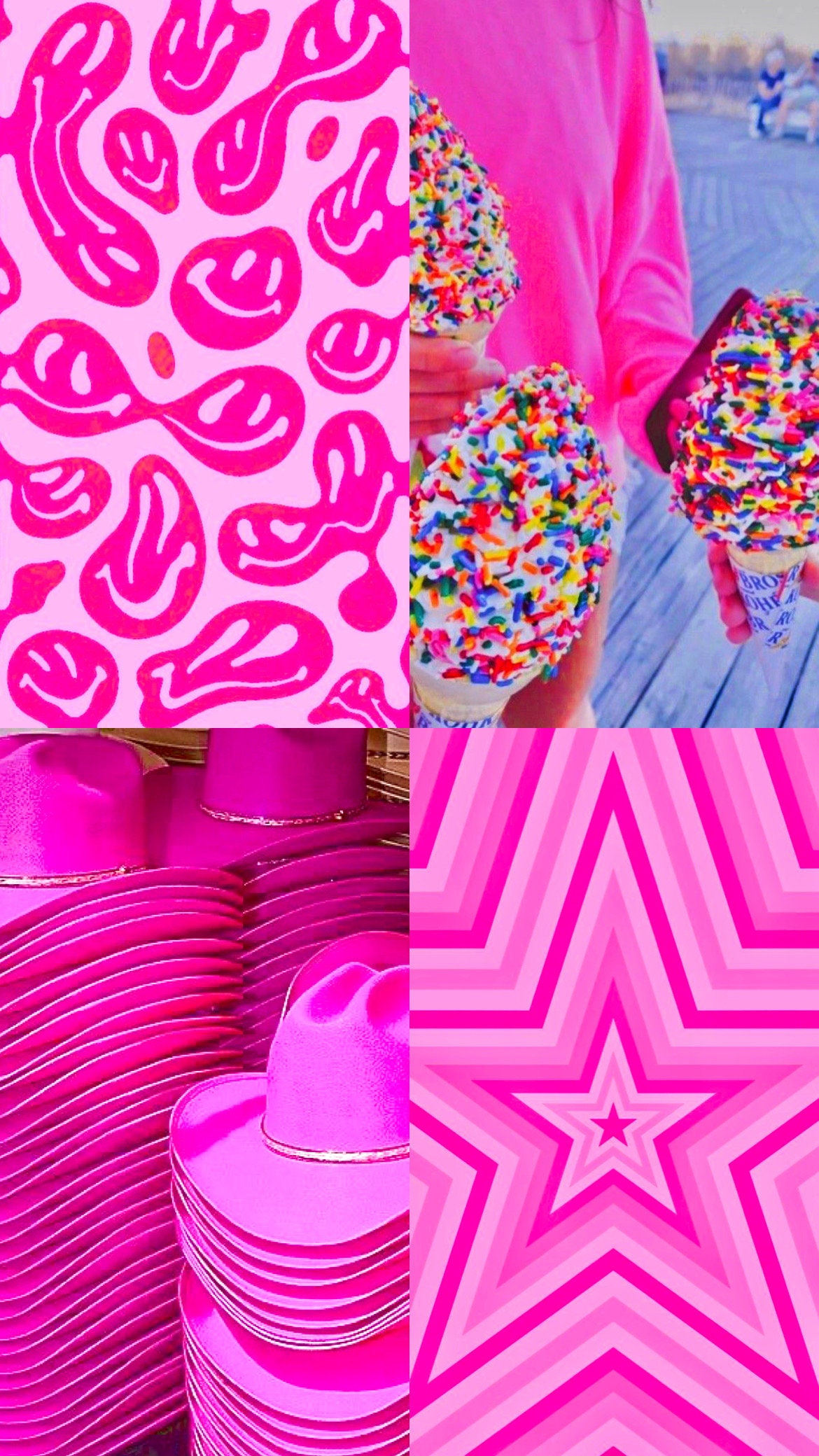50pc Preppy Bright Pink Beachy Summer Aesthetic Photo Collage Wall