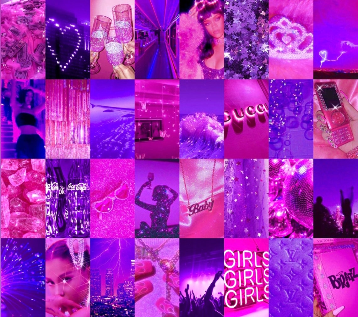 100pc Boujee Pink and Purple Aesthetic Pinterest Photo Wall - Etsy