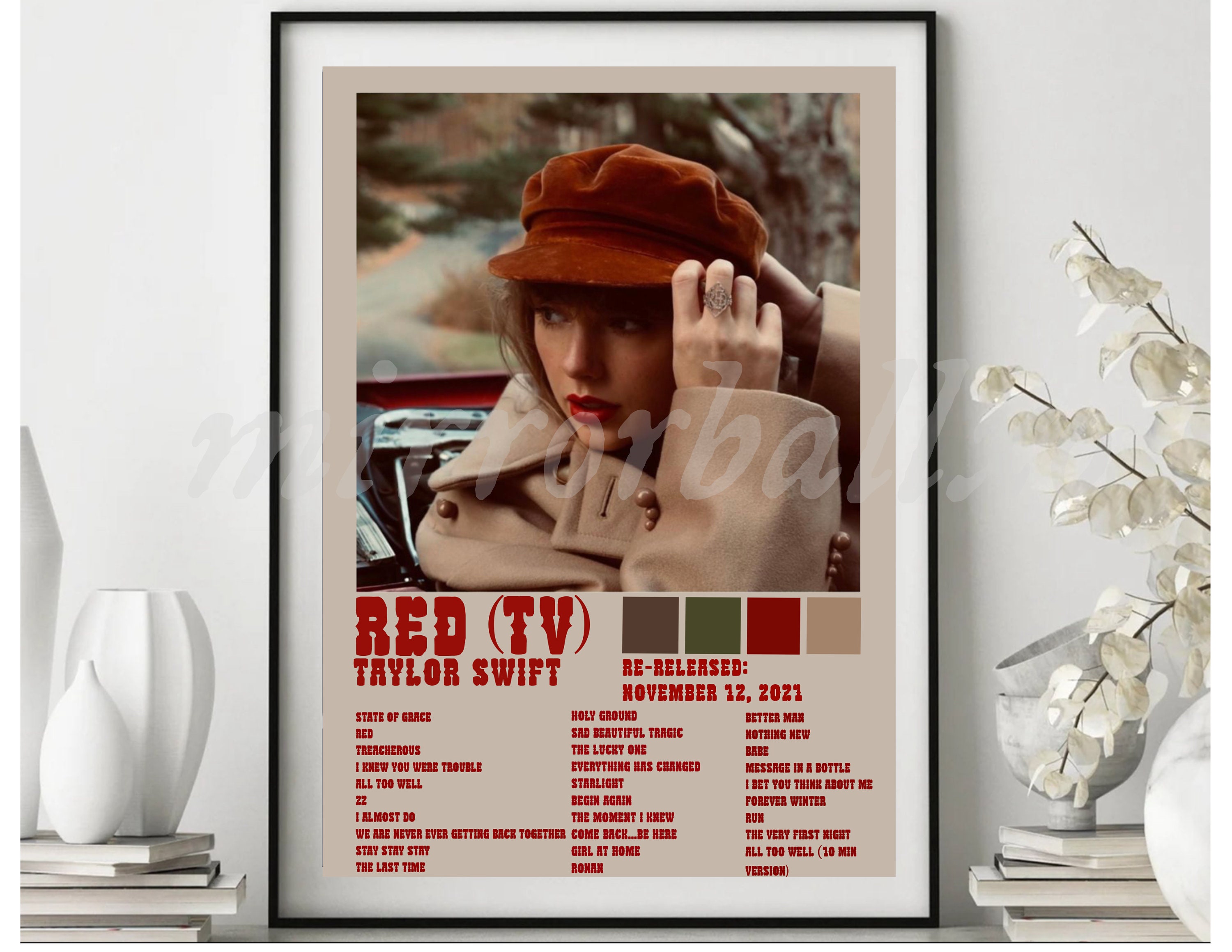 Red Taylor's Version Album Cover Poster Track List Aesthetic Trendy ...