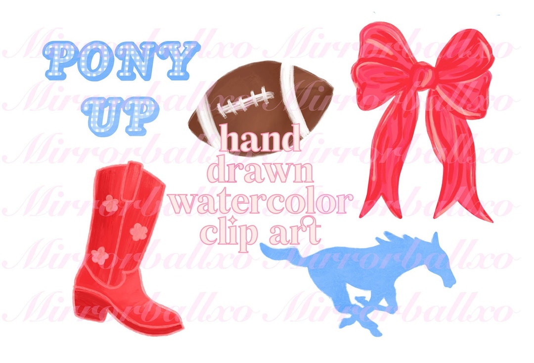 5pc Clip Art Watercolor College Southern Methodist University SMU ...