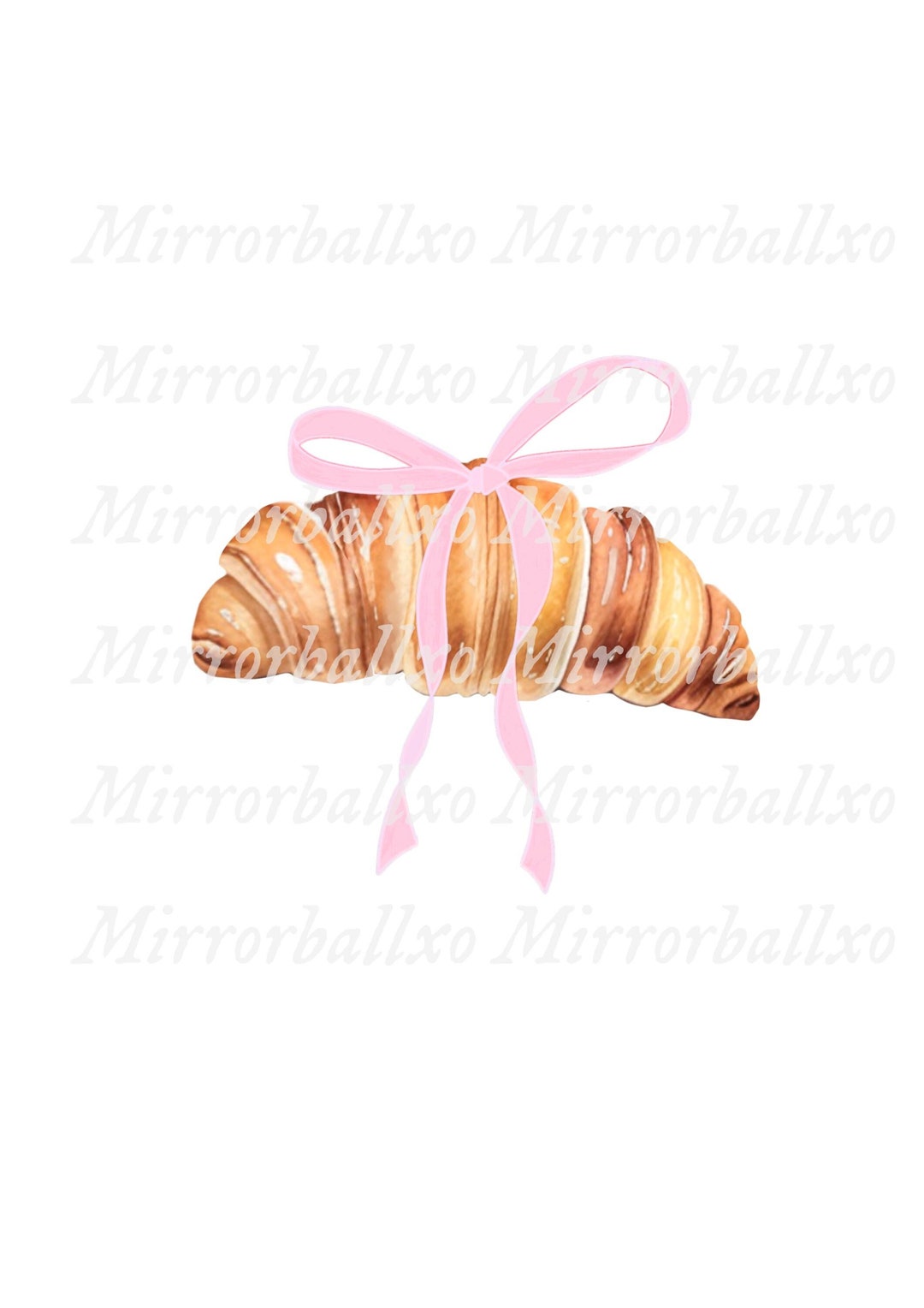Watercolor Croissant With Bow Clip Art Pastry Baking Sweet Treat ...