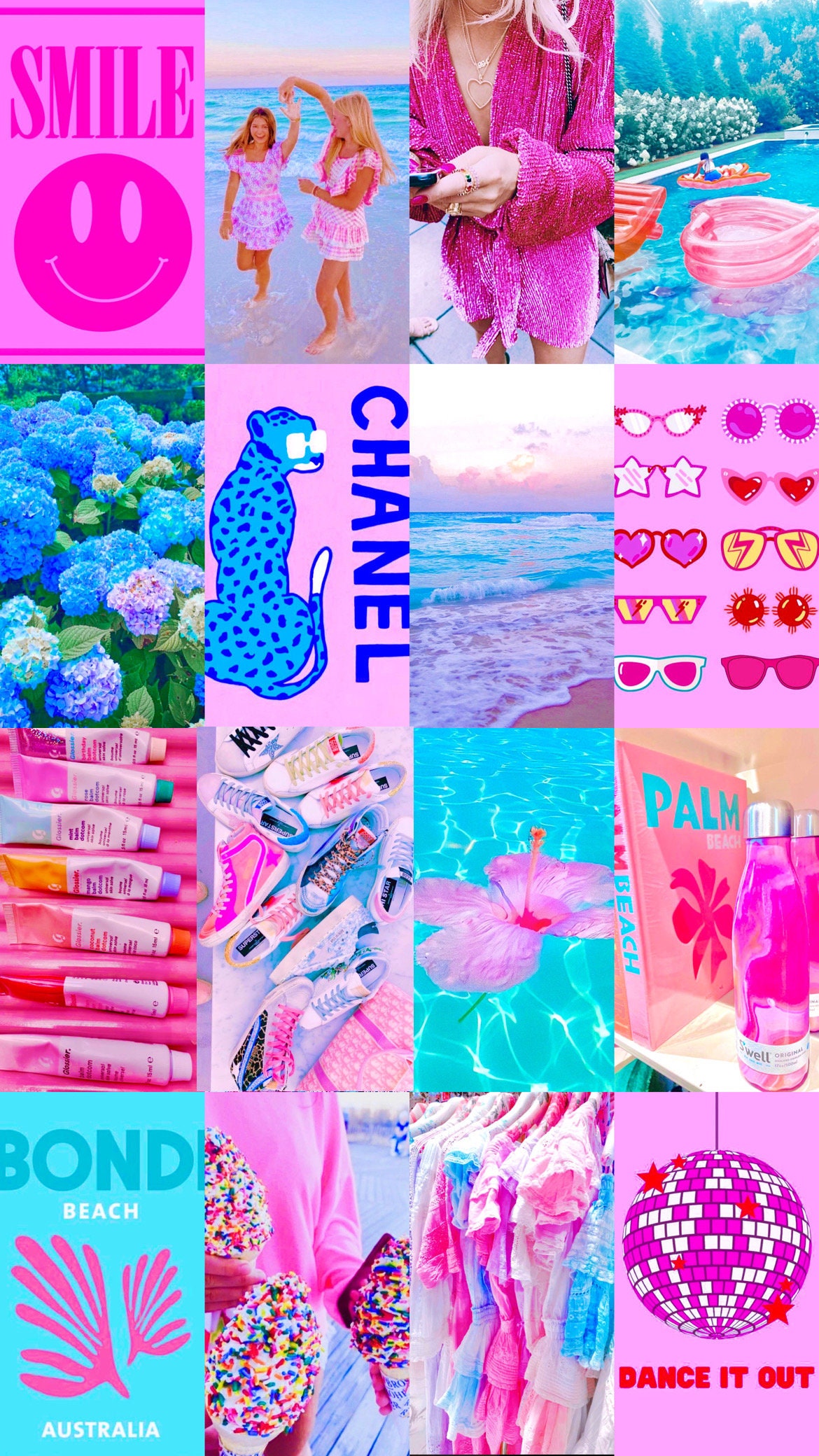 100pc Pinkblue Preppy Aesthetic Collage INSTANT DOWNLOAD - Etsy