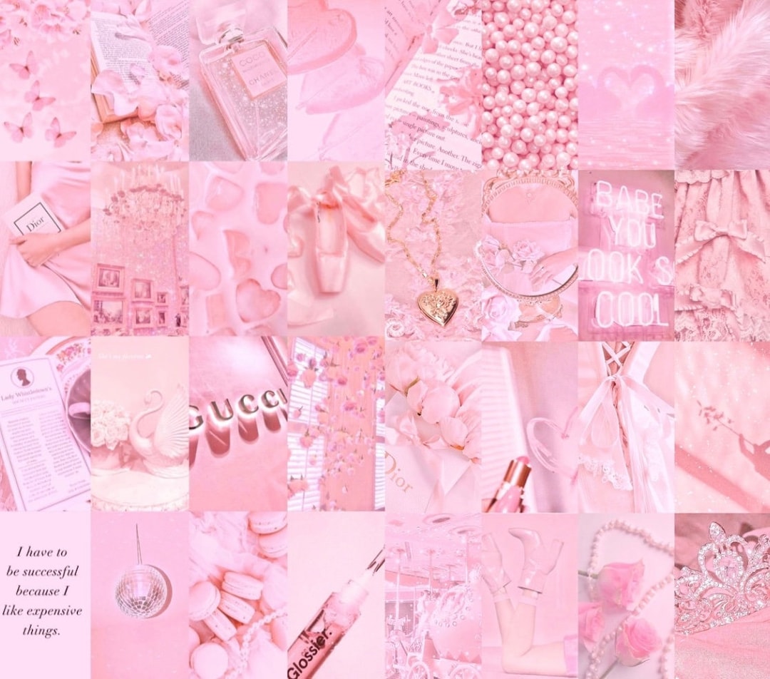 100pc Dreamy Preppy Pink Aesthetic Photo Collage INSTANT DIGITAL ...