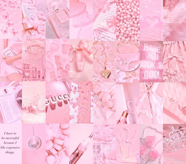 100pc Dreamy Preppy Pink Aesthetic Photo Collage INSTANT DIGITAL ...