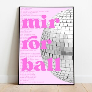 Mirrorball Poster Swiftie Taylor Lyrics Swift Disco Ball Preppy Print ...