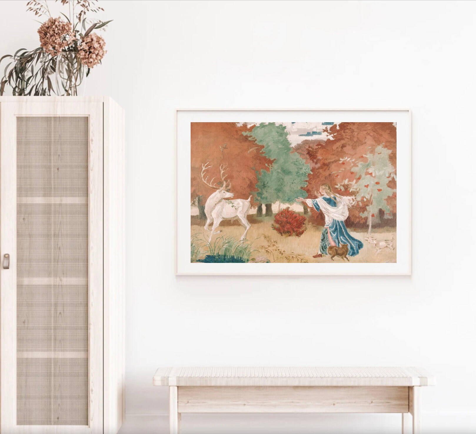 Nordic Folklore White Stag Deer Autumn Winter Enchanted Fairy Christmas ...