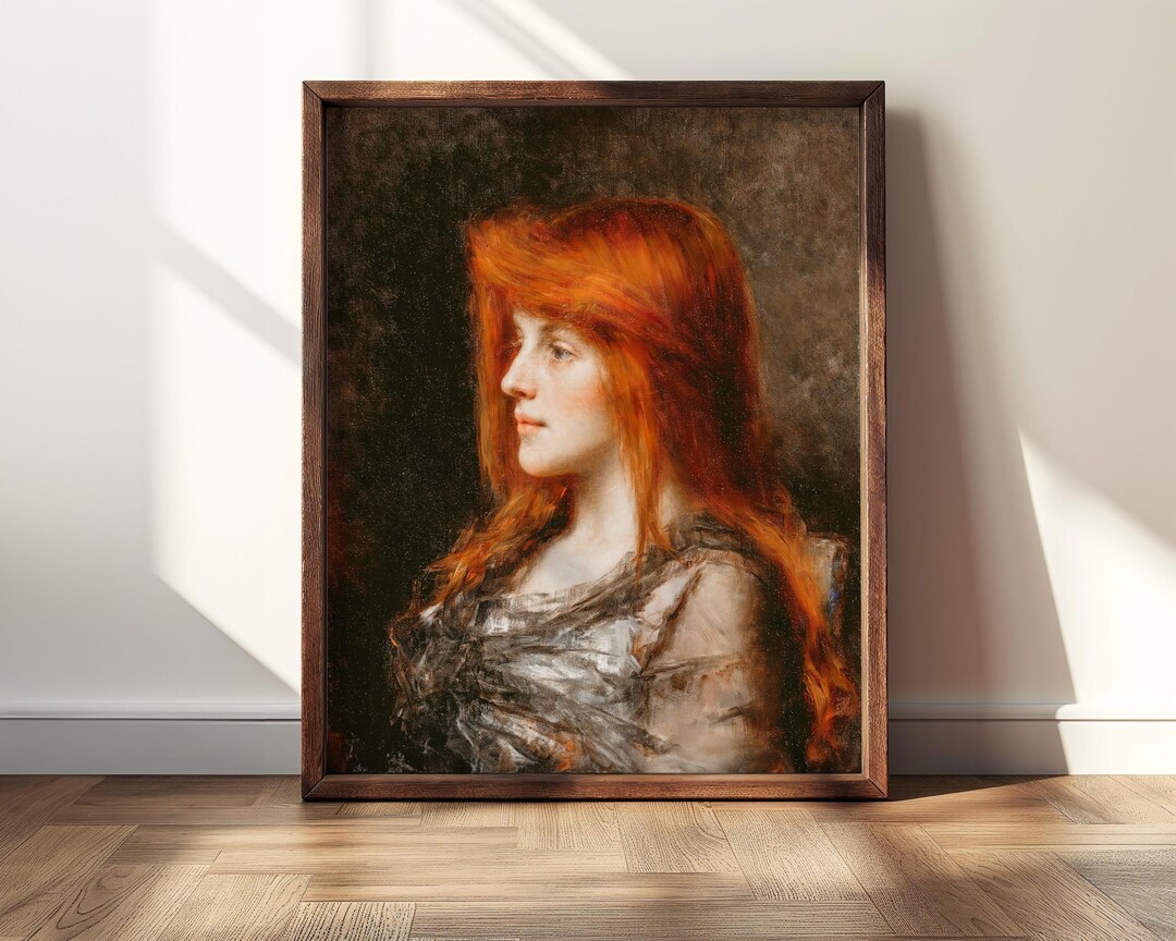 Red Haired Maiden Vintage Painting Antique Printable Wall Art Ginger ...