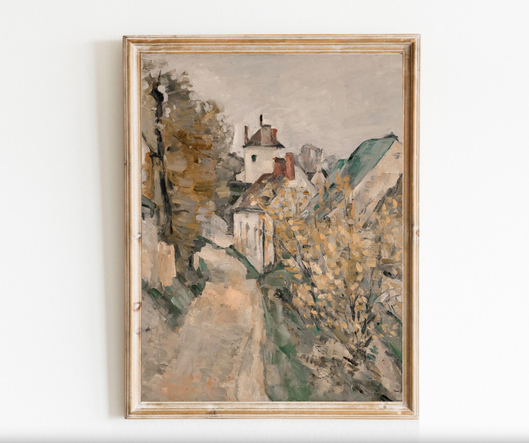 Vintage French Cityscape Autumn France Cottage Core Decor House Village ...