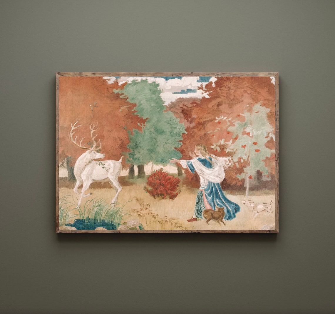 Nordic Folklore White Stag Deer Autumn Winter Enchanted Fairy Christmas ...