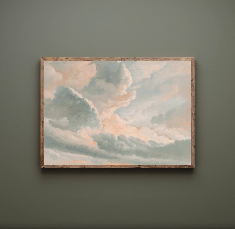 Sunset Cloud Study Neutral Vintage Oil Painting Monochromatic - Etsy