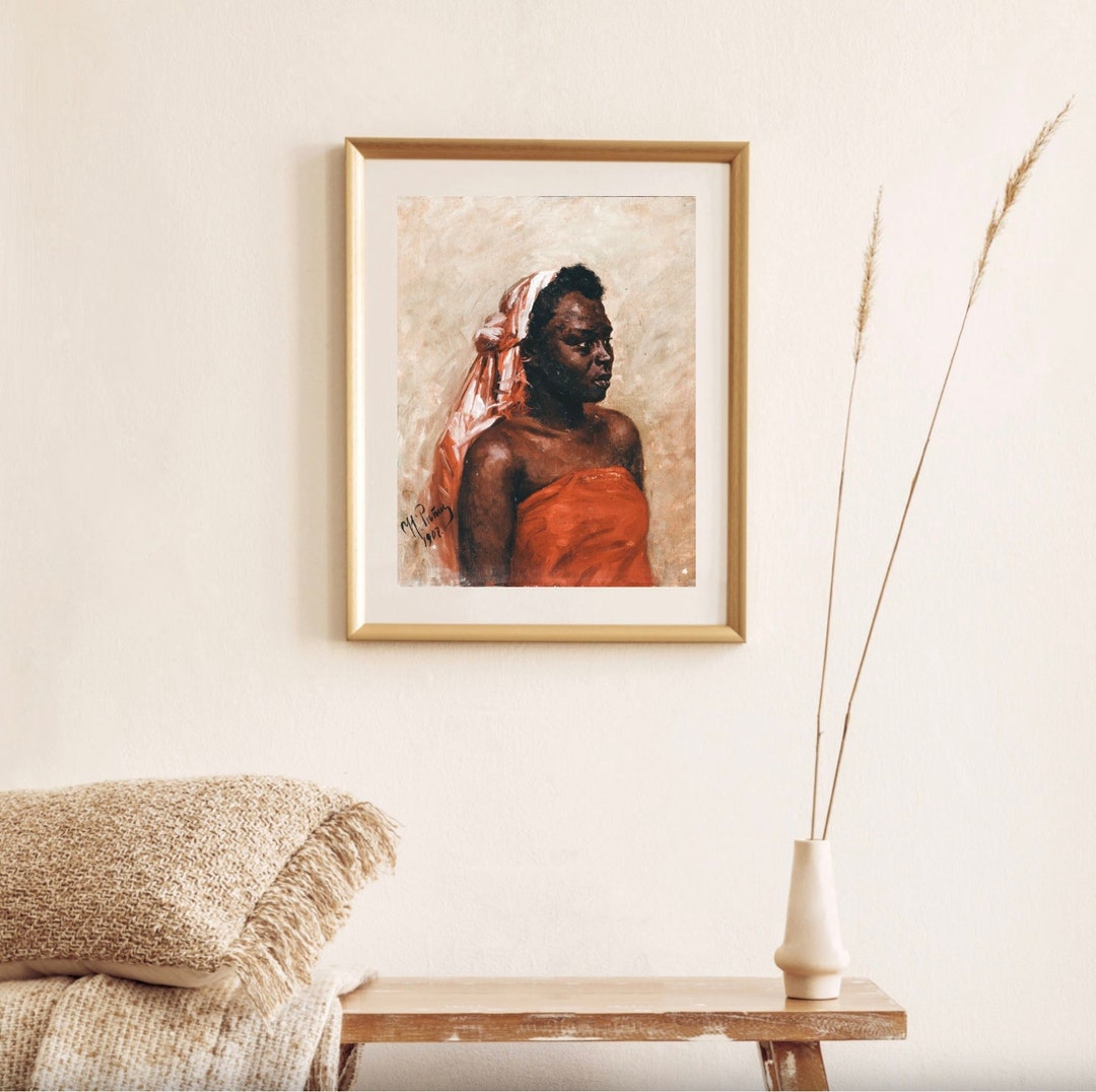 Vintage Printable Wall Art Portrait Lady in Red African American Art ...