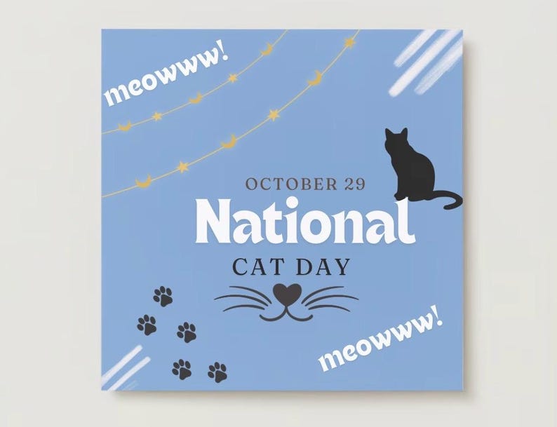 National Cat Day Card Printable - Etsy
