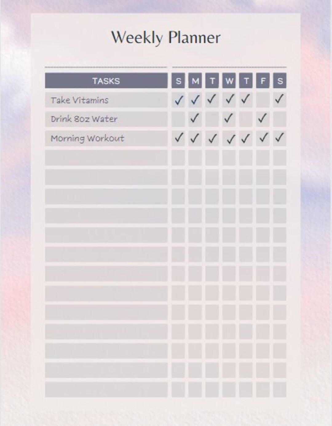 Weekly Checklist, Instant Download, Printable, Habit Tracker, To-do ...