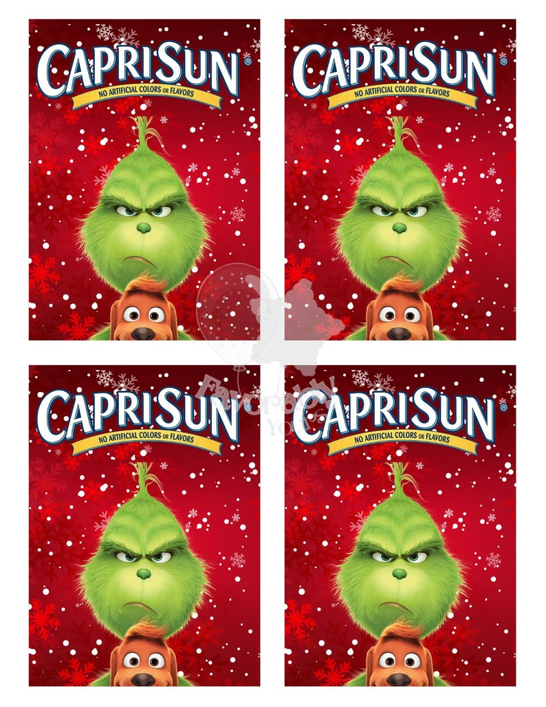 Editable Capri Sun Label - Instant Download for Any Theme- Grinch - Etsy
