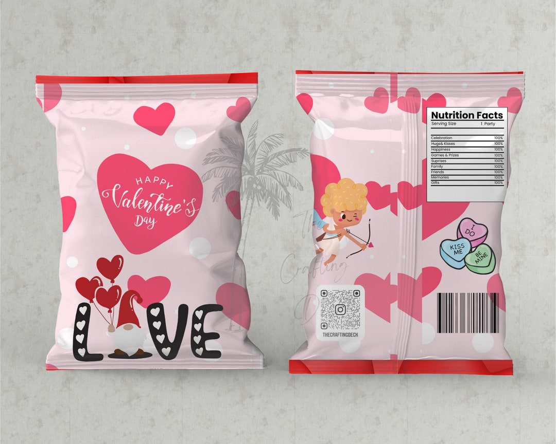 Valentines Chip Bag//treat Bag/kids Treat Bag/ Chip Bag/personalized - Etsy