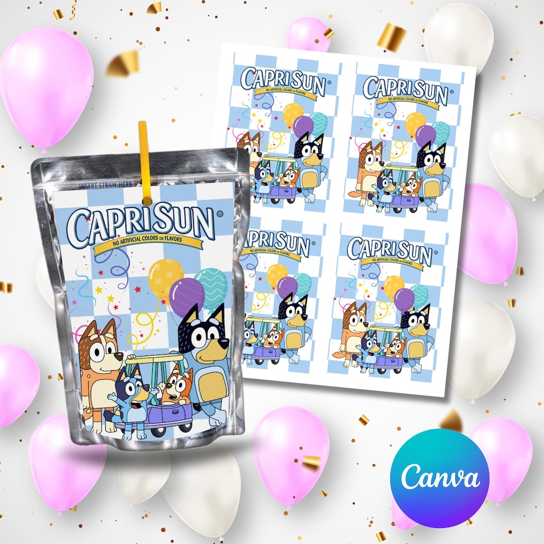Editable Capri Sun Label - Instant Download for Any Theme- Blue Puppy ...