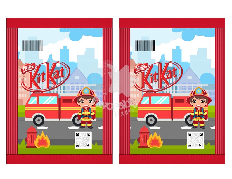 Editable Kitkat Wrapper - Instant Download for Any Theme-firefighter - Etsy