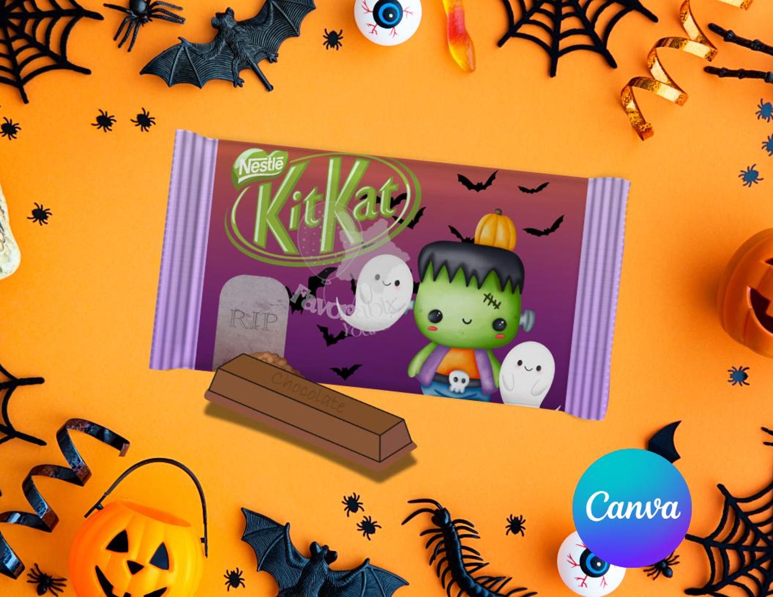 Editable Kitkat Wrapper - Instant Download for Any Theme-halloween - Etsy