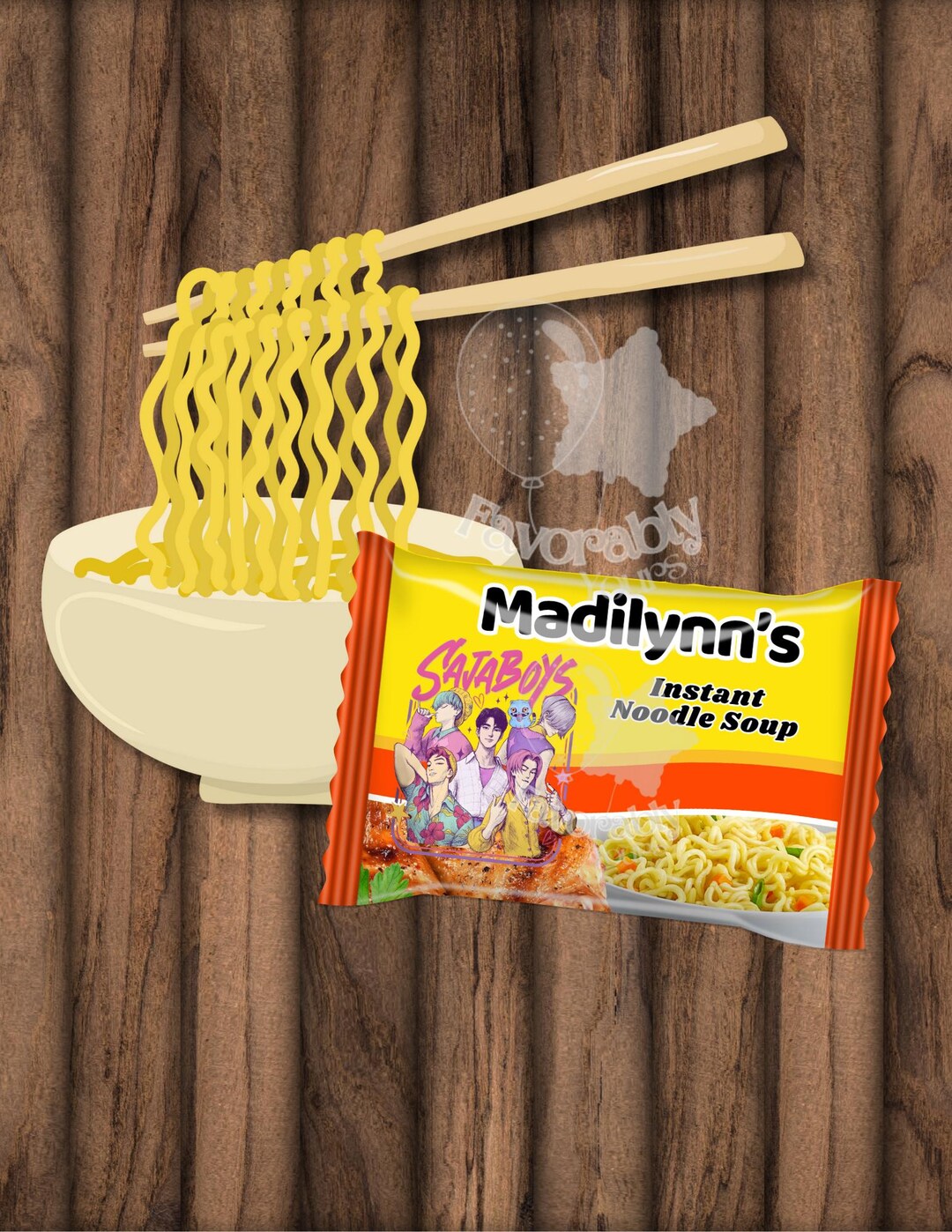 Editable Ramen Noodle Wrapper - Instant Party Download-kpop - Etsy ...