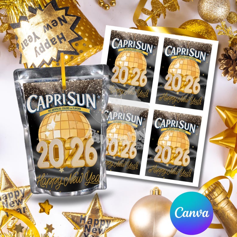 Editable Capri Sun Label - Instant Download for Any Theme- New Years - Etsy