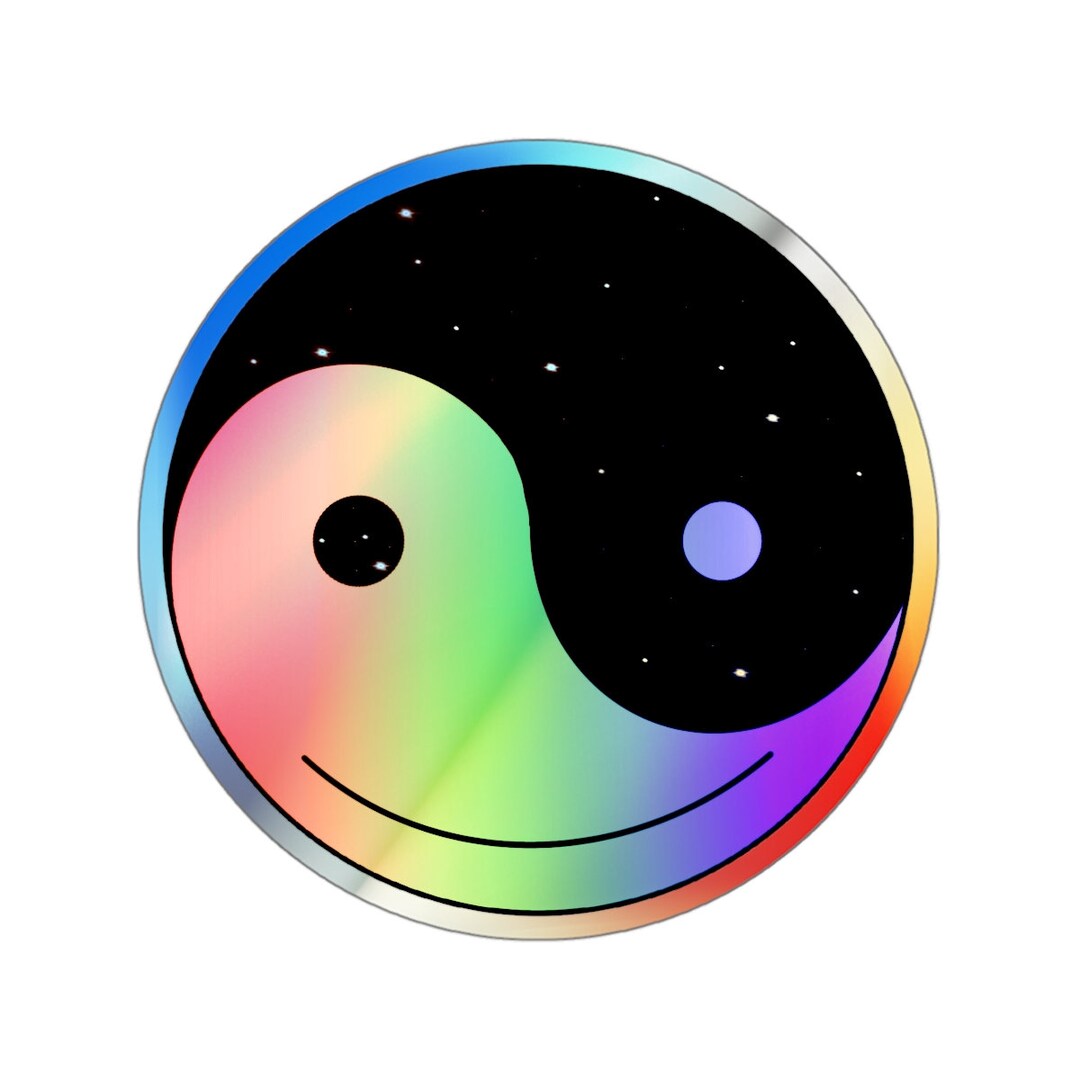 Griz Inspired Yin Yang Smiley - Holographic Die-cut Stickers - Etsy