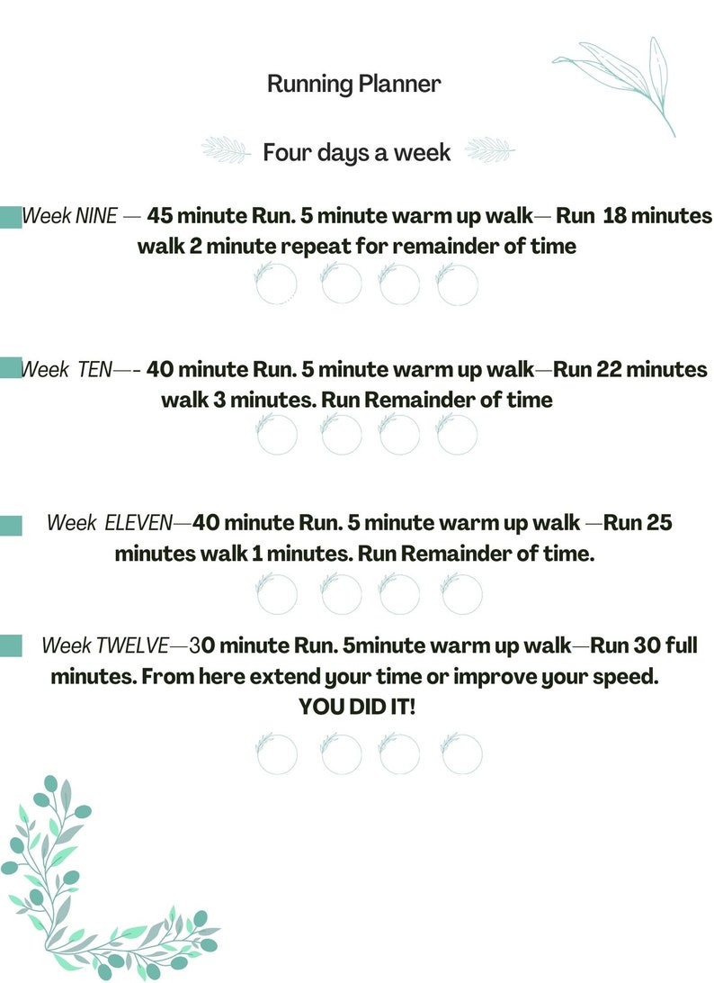 Running Planner Printable Digital Download Beginner Running - Etsy