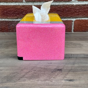 Pencil Kleenex Box Cover Glitter Office Supplies Back to School ...