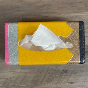 Pencil Kleenex Box Cover Glitter Office Supplies Back to School ...