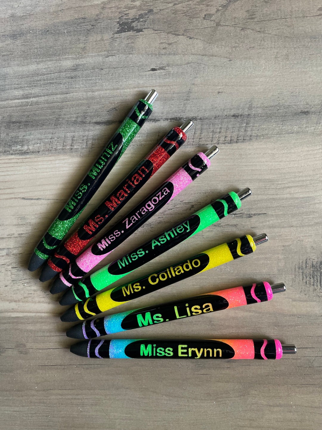 Crayon Glitter Pen Teacher Pens School Pens Teacher - Etsy
