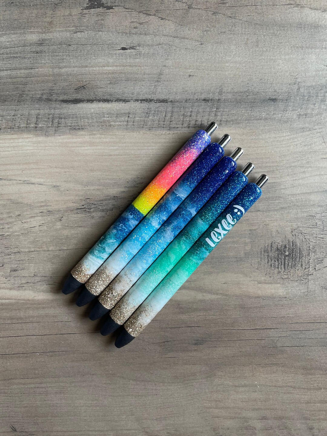 Personalized Glitter Beach Pens Summer Vibes Beach Pens Sunset Pens ...