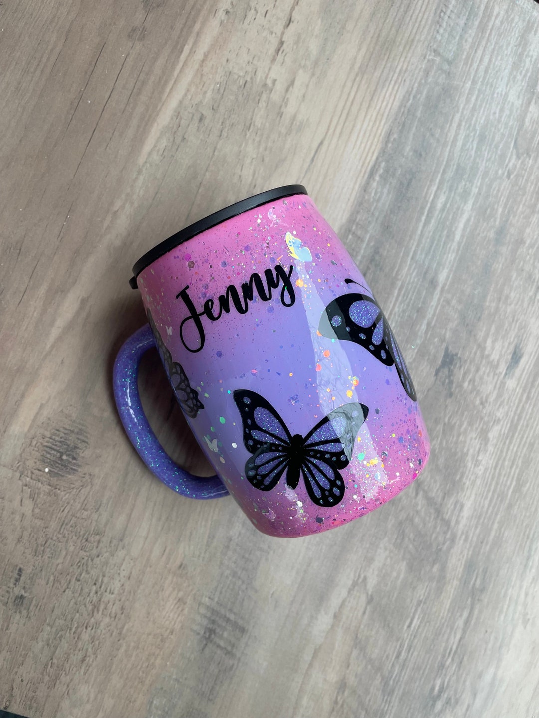 Butterfly Cup Holographic Glitter Butterfly Tumbler Mom Gifts Purple ...