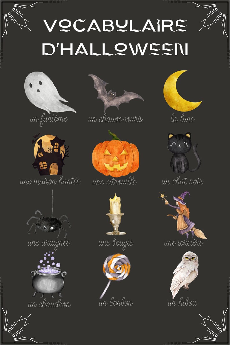 French Classroom Poster, "vocabulaire D'halloween", Digital Download - Etsy