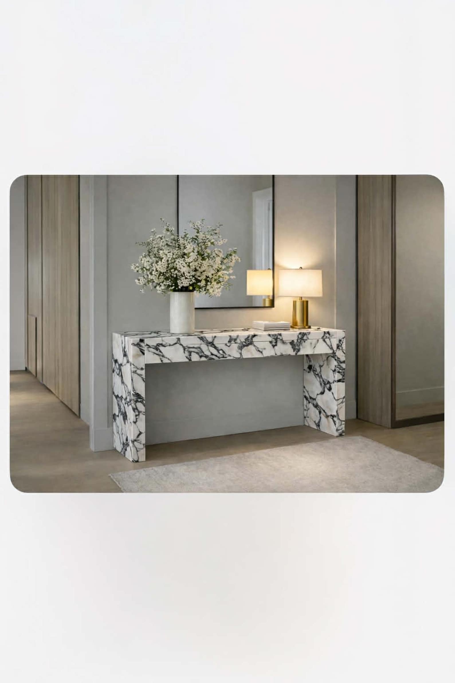Calacatta Viola Marble Console Table – Sculptural Entryway Statement ...