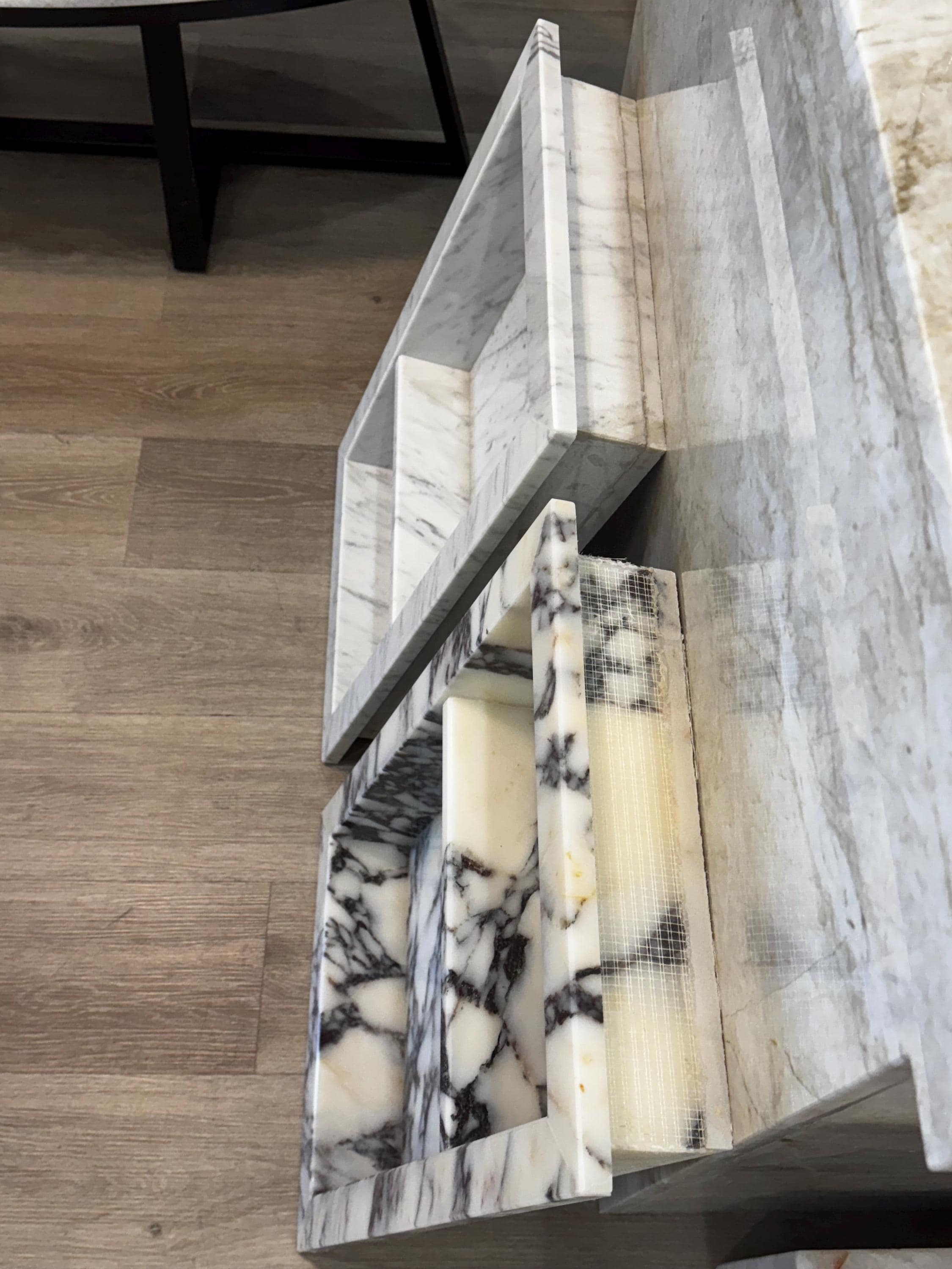Recessed Shower Niche Carrara and Viola Marble – Built-in Stone Shelf ...