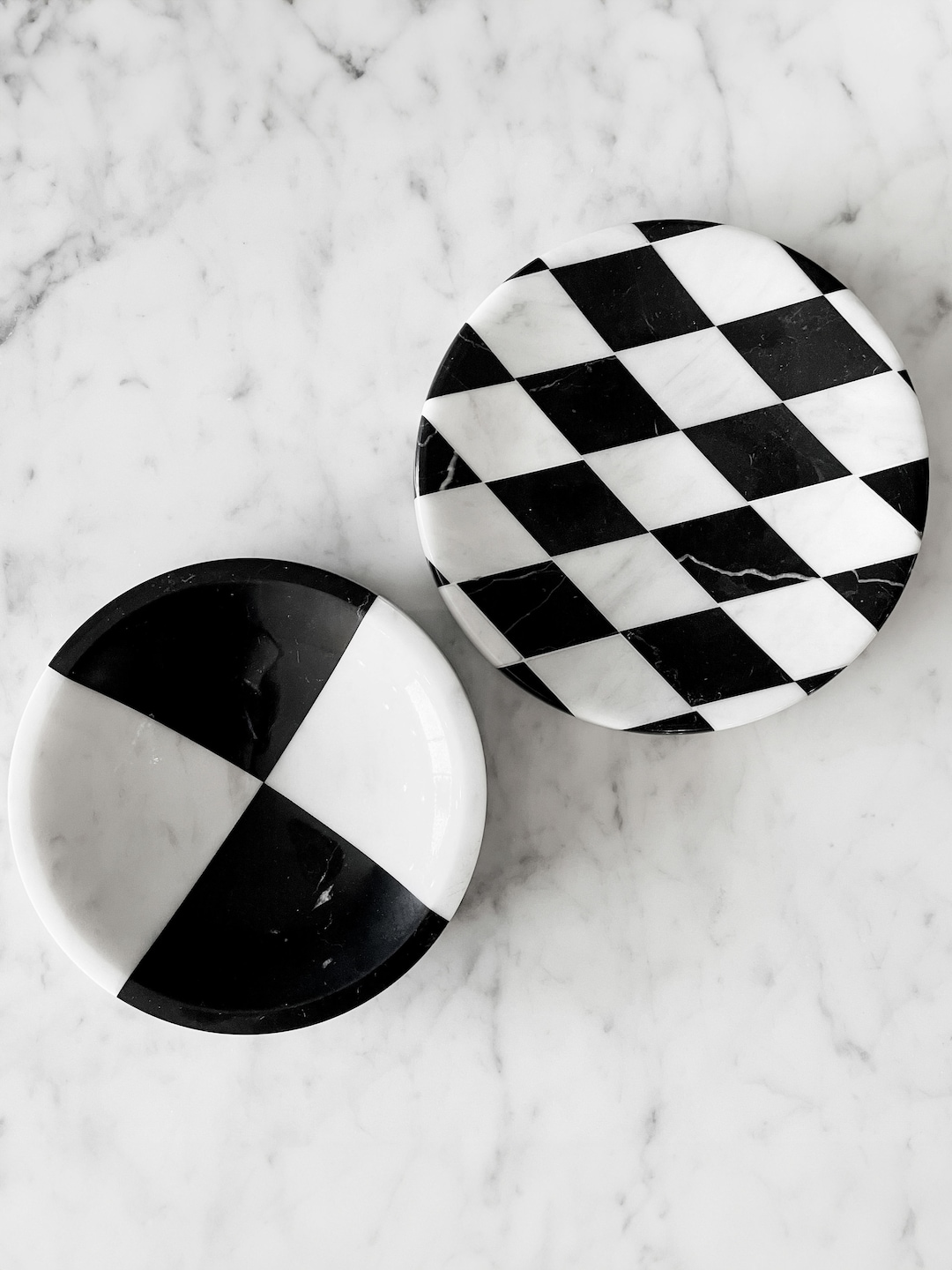 Marble Decorative Checkered Tray, Marble Plate, Small Bowl, Home Decor ...