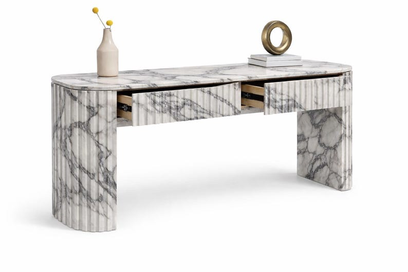 Calacatta Viola Marble Console Table – Sculptural Entryway Statement ...