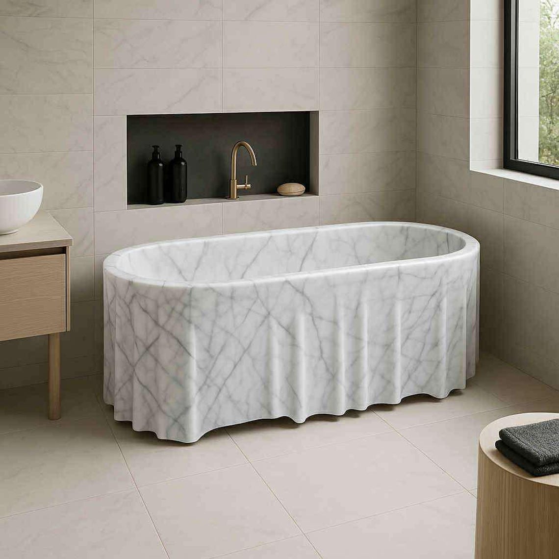 Custom Carrara Marble Bathtub: Freestanding Natural Stone Soaking Tub ...
