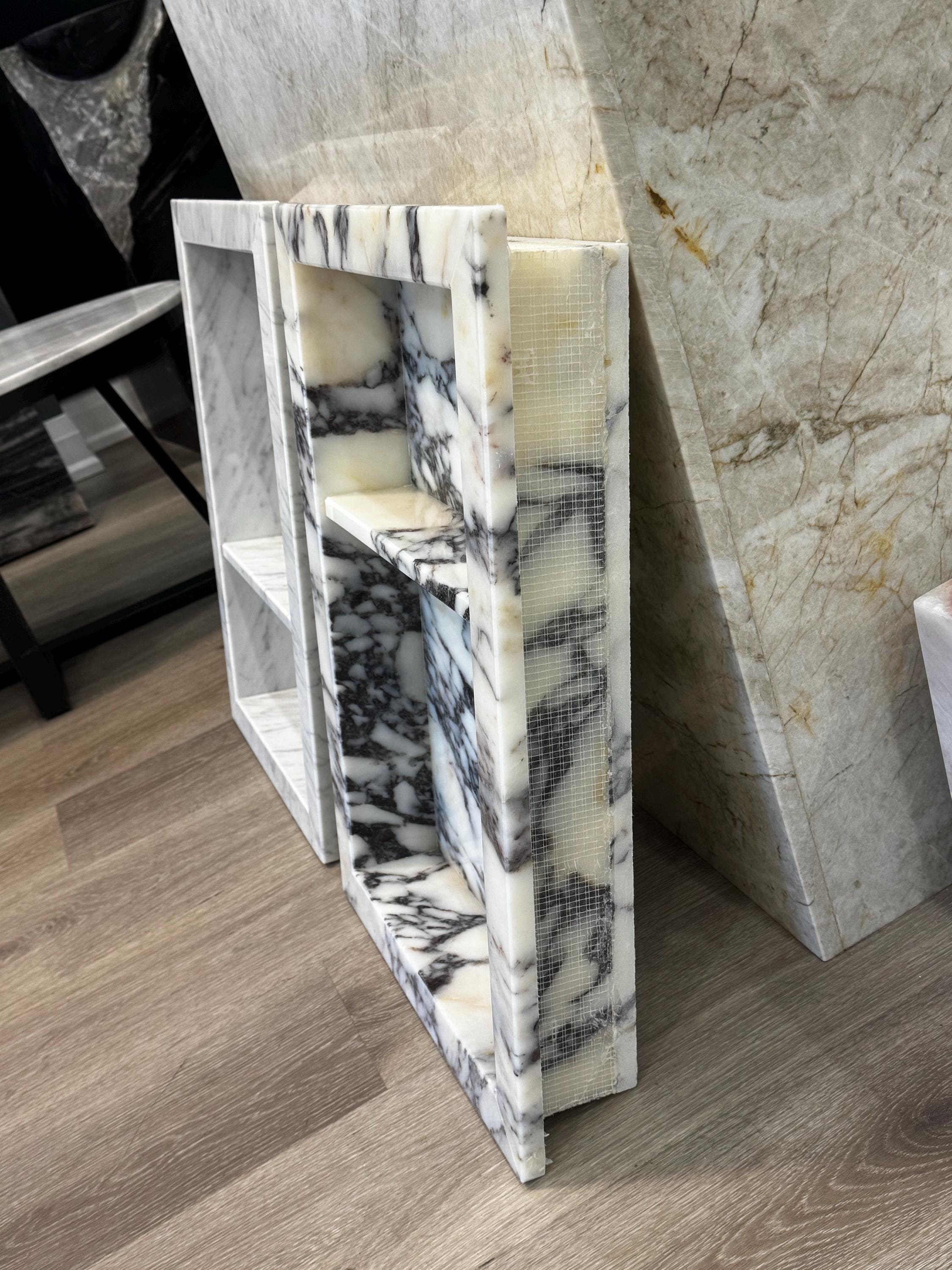 Recessed Shower Niche Carrara and Viola Marble – Built-in Stone Shelf ...
