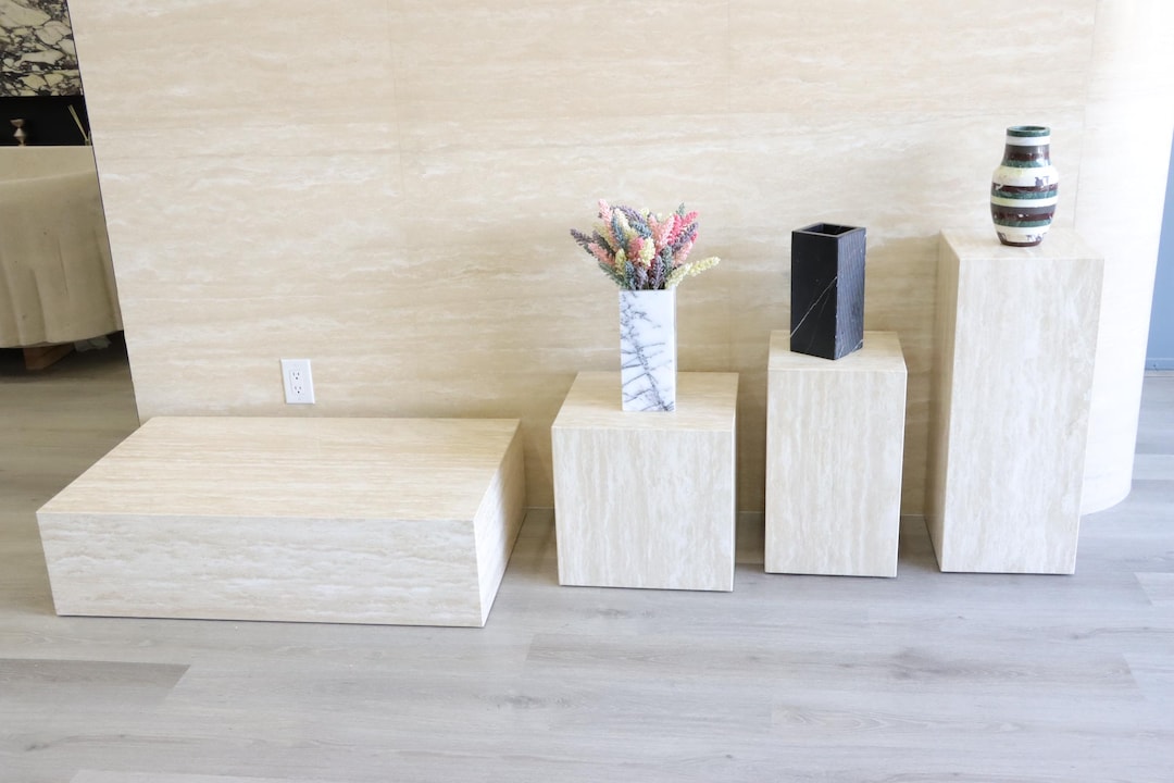 Travertine Plinth | End Table Side Table, Tariff Covered - Etsy