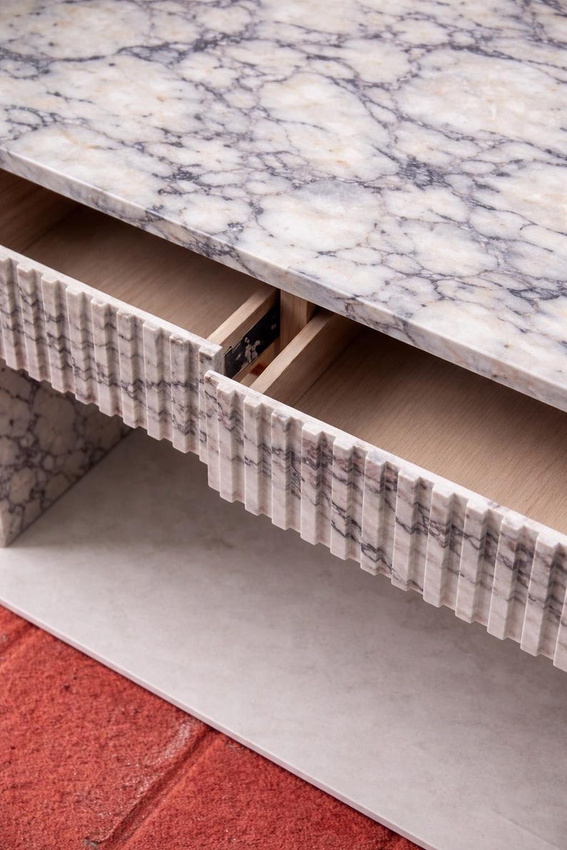 Calacatta Viola Marble Console Table – Sculptural Entryway Statement ...